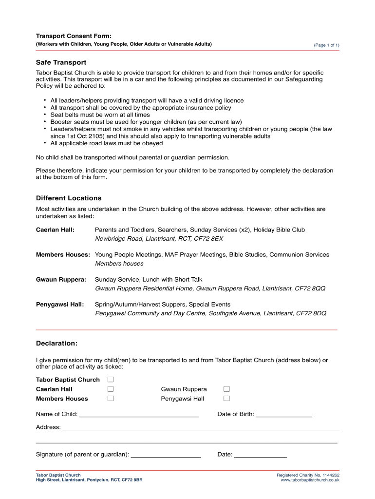 Fillable Online Transport Consent Form Fax Email Print - pdfFiller