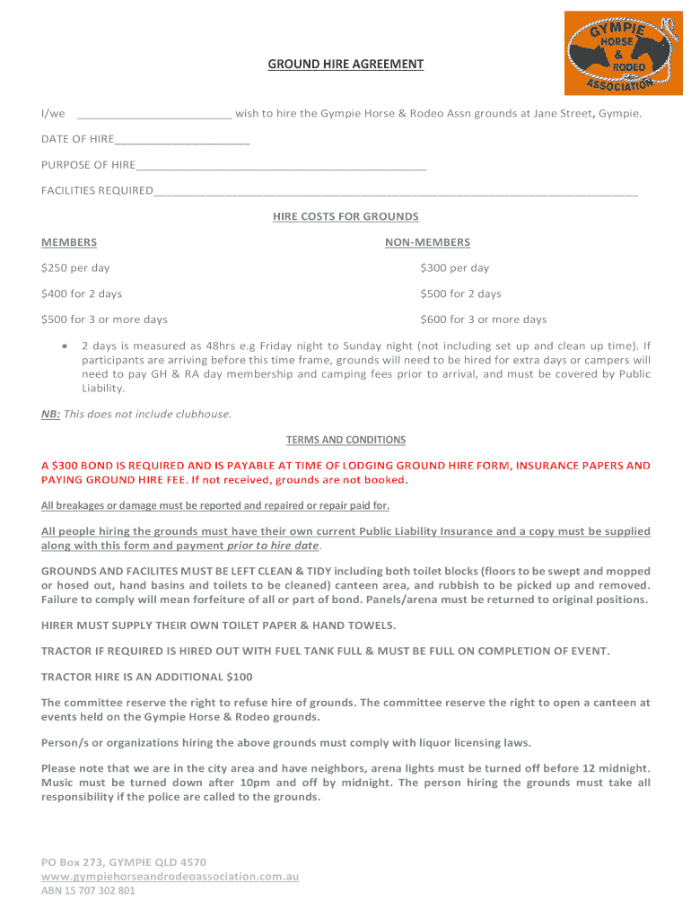 Fillable Online Ground hire form - GHRA Fax Email Print - pdfFiller