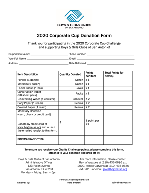 Fillable Online 2020 Corporate Cup Donation Form Fax Email Print ...