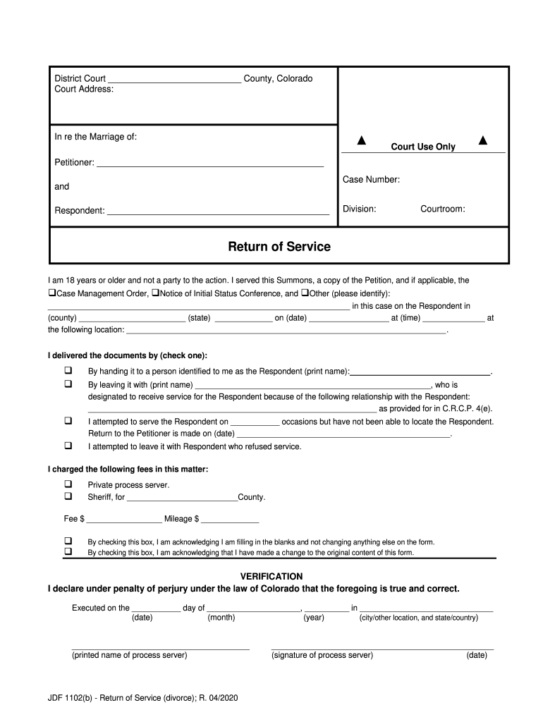 Fillable Online information to pro se divorce W/CHILDREN - Colorado ...