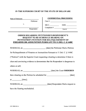 Fillable Online Continuance Request Form for Criminal Cases - Delaware ...