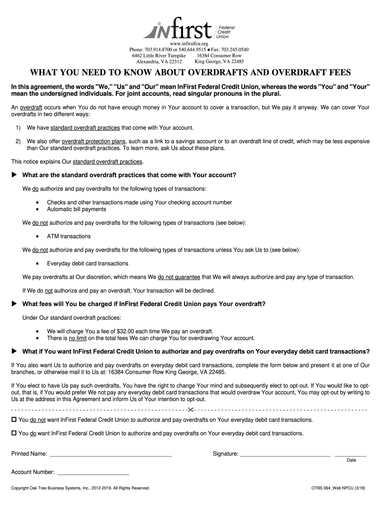 Fillable Online what you need to know about overdrafts and overdraft ... - InFirst FCU Fax Email ...