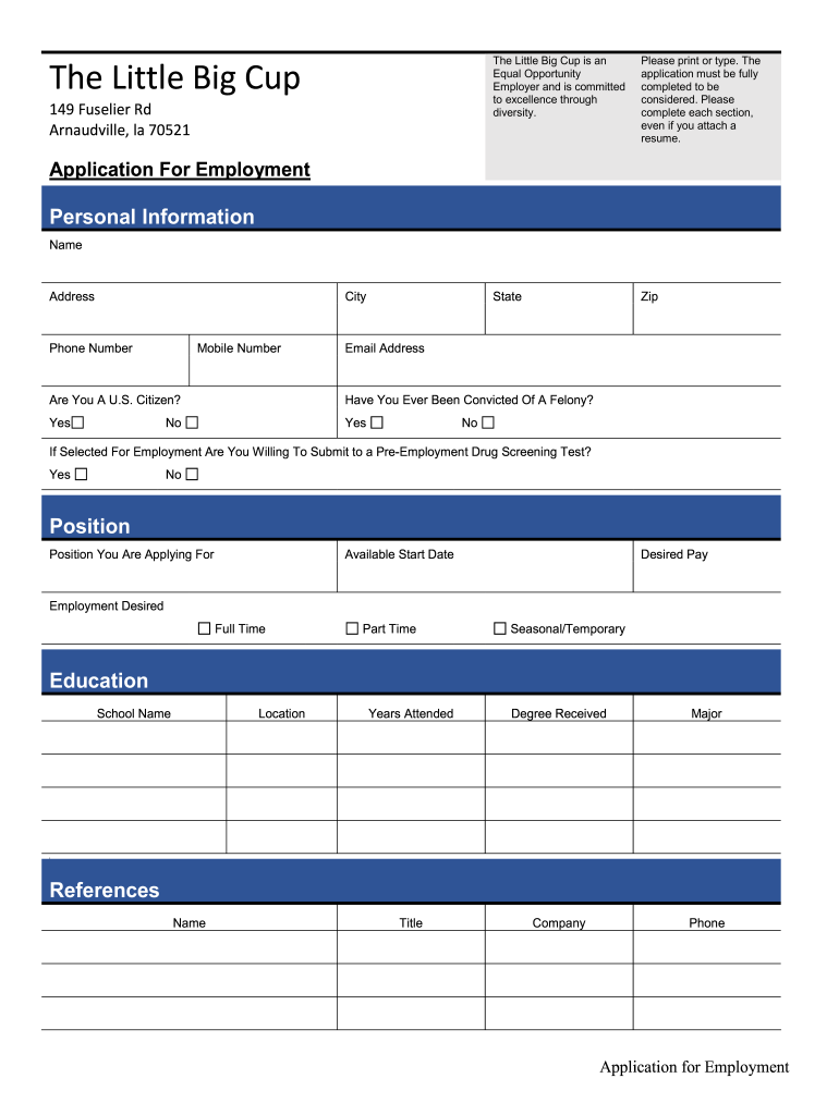 Fillable Online LBC JOB APPLICATION Fax Email Print - pdfFiller