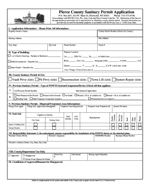 Fillable Online Pierce County Sanitary Permit Application Fax Email ...