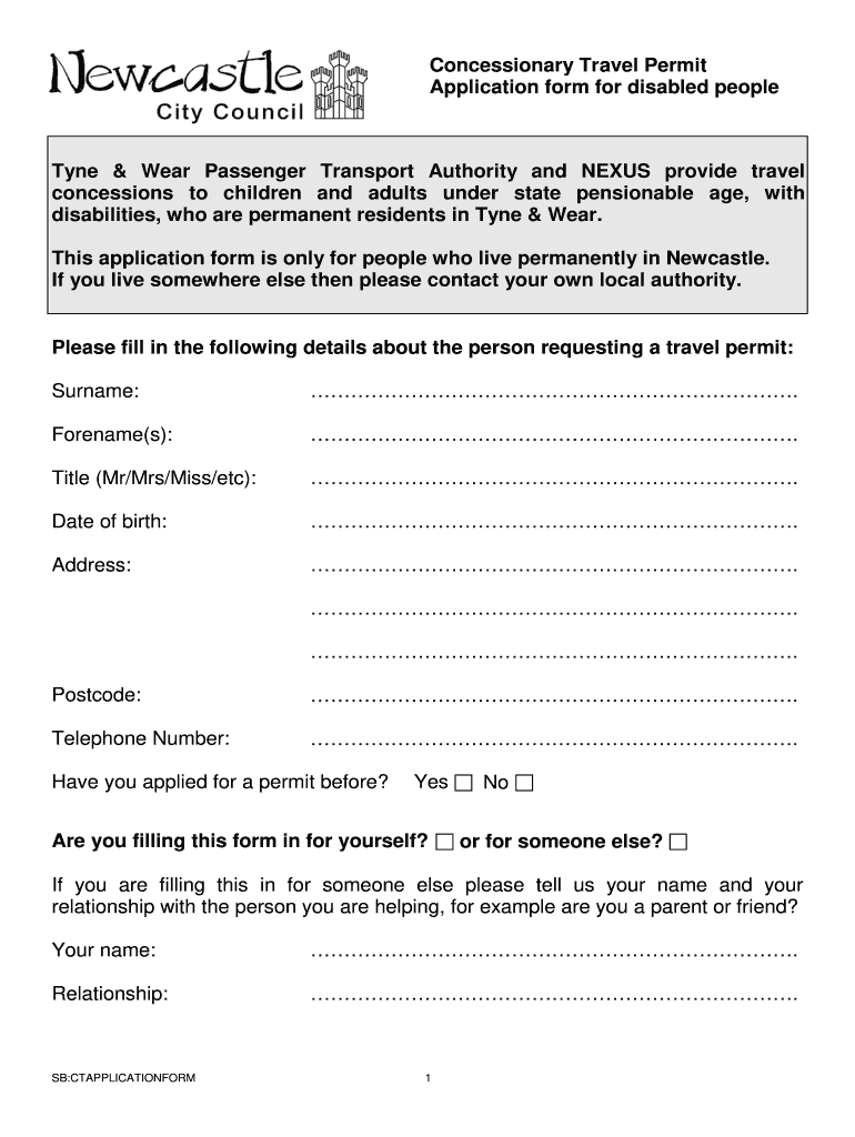 Fillable Online Concessionary Travel Permit Fax Email Print - pdfFiller