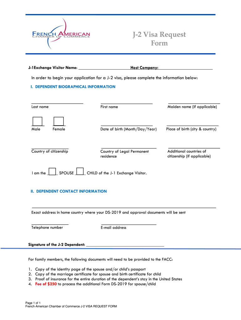 Fillable Online About the J-2 Visa - J-1 Visa - US Department of State ...