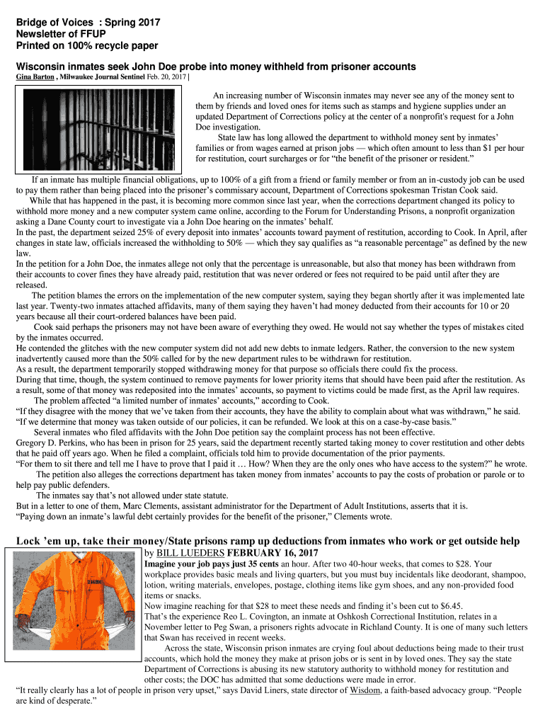 Fillable Online Newsletter of FFUP Fax Email Print - pdfFiller