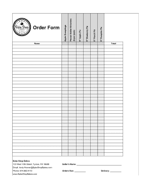 Fillable Online Bake Shop Bakes Order Form Fax Email Print - pdfFiller