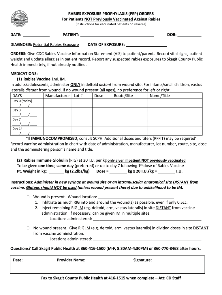 Fillable Online Rabies Post Exposure Prophylaxis Fax Email Print ...