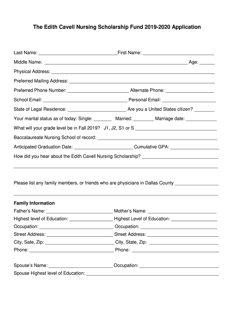 Fillable Online Dallas County Medical Alliance Society - Edith Cavell ...