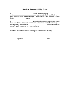 Fillable Online Medical Responsibility Form Fax Email Print - pdfFiller