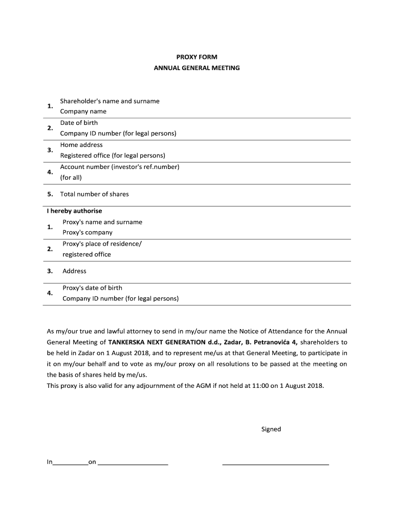 Fillable Online PROXY FORM ANNUAL GENERAL MEETING Fax Email Print - pdfFiller