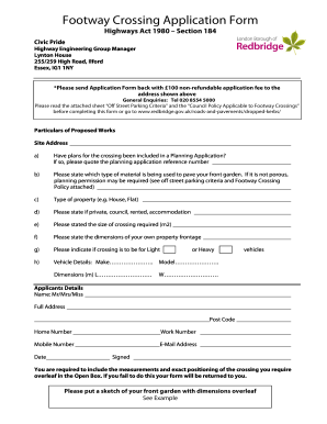 Fillable Online Footway Crossing Application Form - Redbridge Fax Email ...