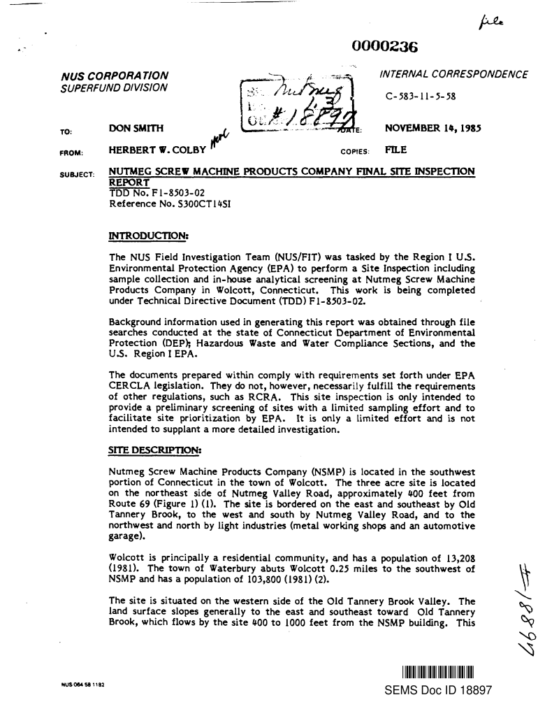 Fillable Online final site inspection report - nutmeg screw machine ...