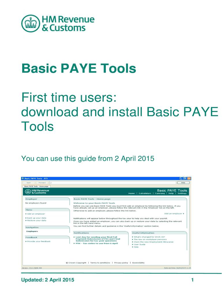 Fillable Online Basic PAYE Tools - First time users. You can use this ...
