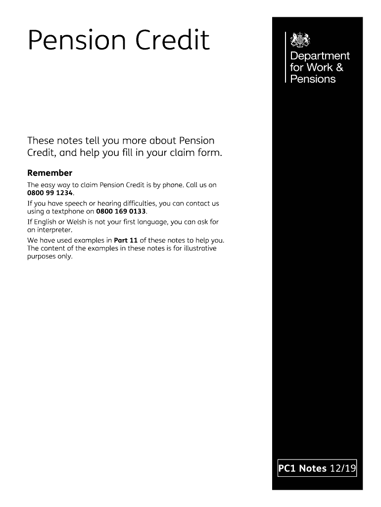 Fillable Online Pension Credit claim form notes Fax Email Print - pdfFiller