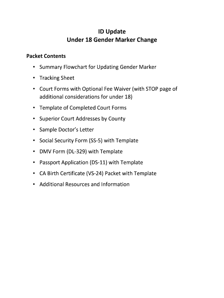 Fillable Online Gender Marker Change Forms for Youth Under 18 - Kaiser ...