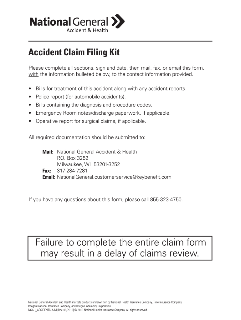 Fillable Online Accident Fixed-Benefit Claims - National General ...