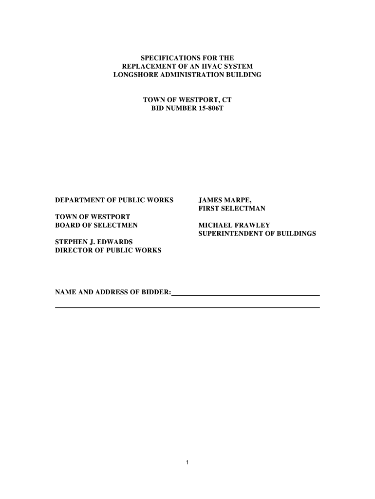 Fillable Online Bid 15-806T - Longshore Administrative Building,HVAC ...