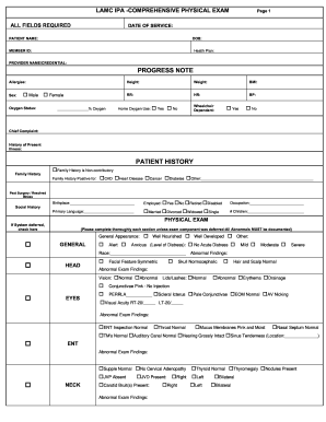 Fillable Online COMPREHENSIVE PHYSICAL EXAM Fax Email Print - pdfFiller