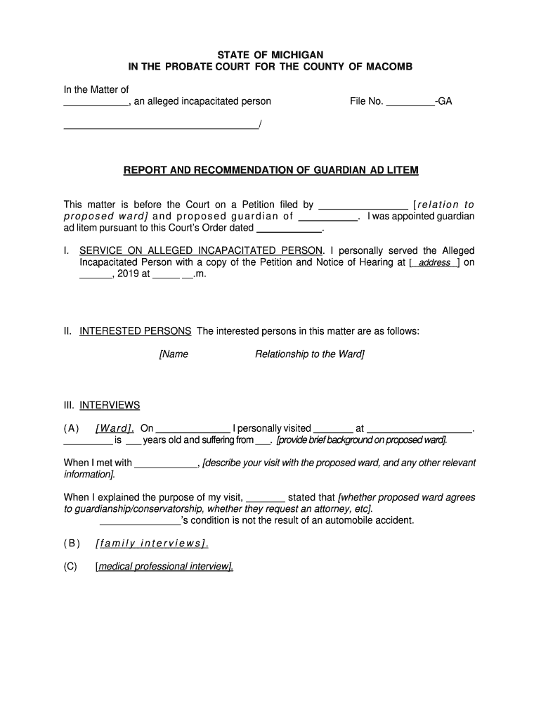 Fillable Online GAL Report -- GA.docx Fax Email Print - pdfFiller