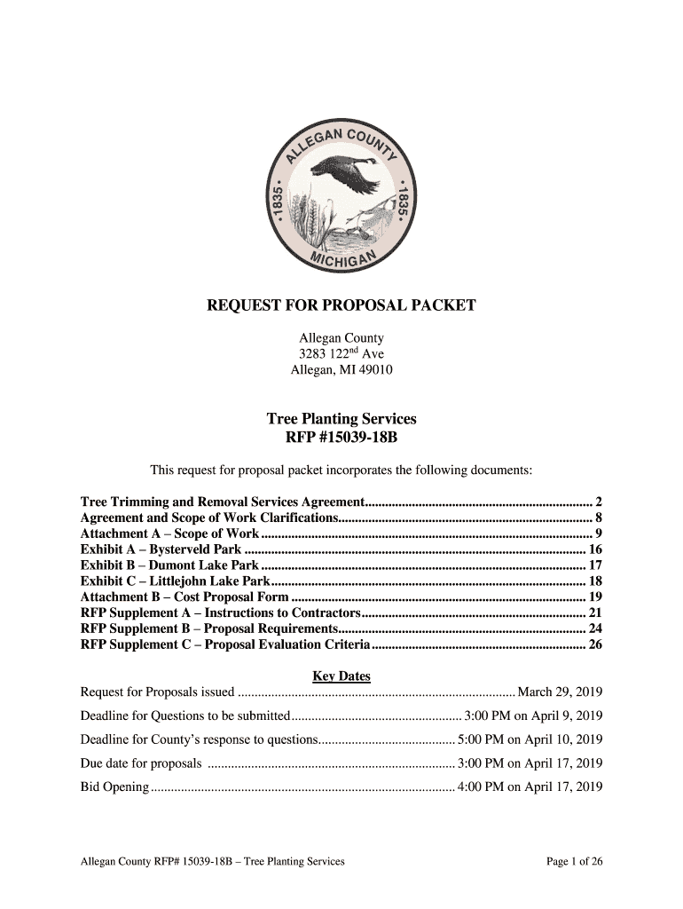 Fillable Online REQUEST FOR PROPOSAL PACKET Tree Planting Services RFP ...