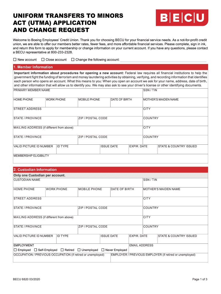 Uniform Transfers To Minors Act Form - Fill Online, Printable, Fillable ...