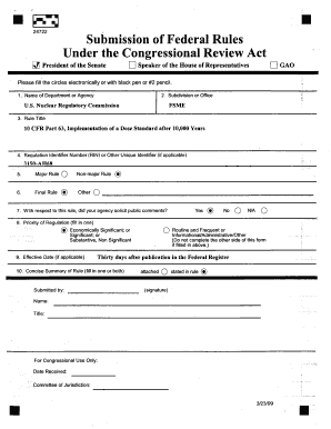 Fillable Online Enclosure 3: Congressional Review Act Forms (CRA) re ...