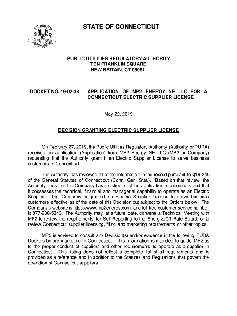 Fillable Online APPLICATION OF MP2 ENERGY NE LLC FOR A Fax Email Print ...