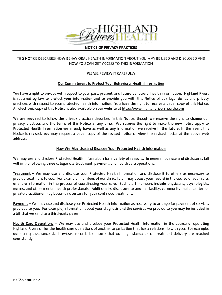 Fillable Online THIS NOTICE DESCRIBES HOW BEHAVIORAL HEALTH INFORMATION ...