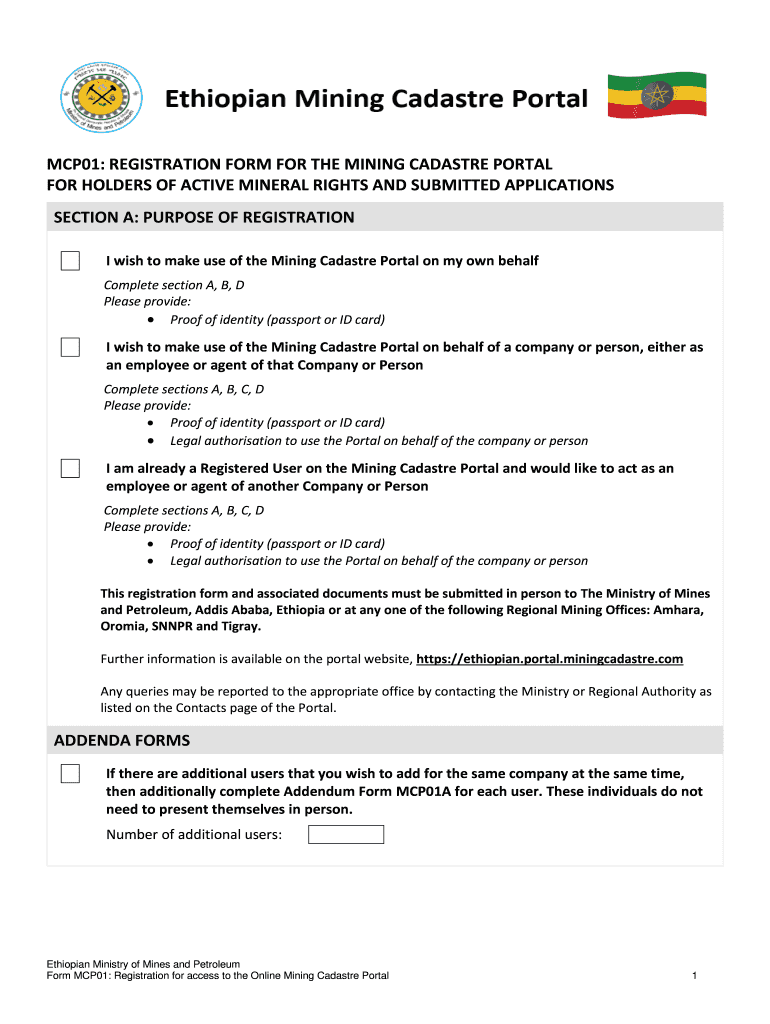 Fillable Online registration form for the mining cadastre portal Fax ...