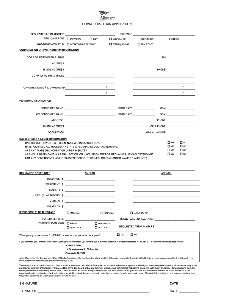 Fillable Online Commerical Loan Application - 042518.xlsx. CDD Rev1 2-4 ...