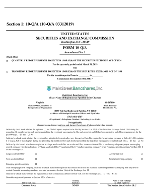 Fillable Online Section 1: 10-Q/A (10-Q/A 03312019) - MainStreet Bank Fax Email Print - pdfFiller