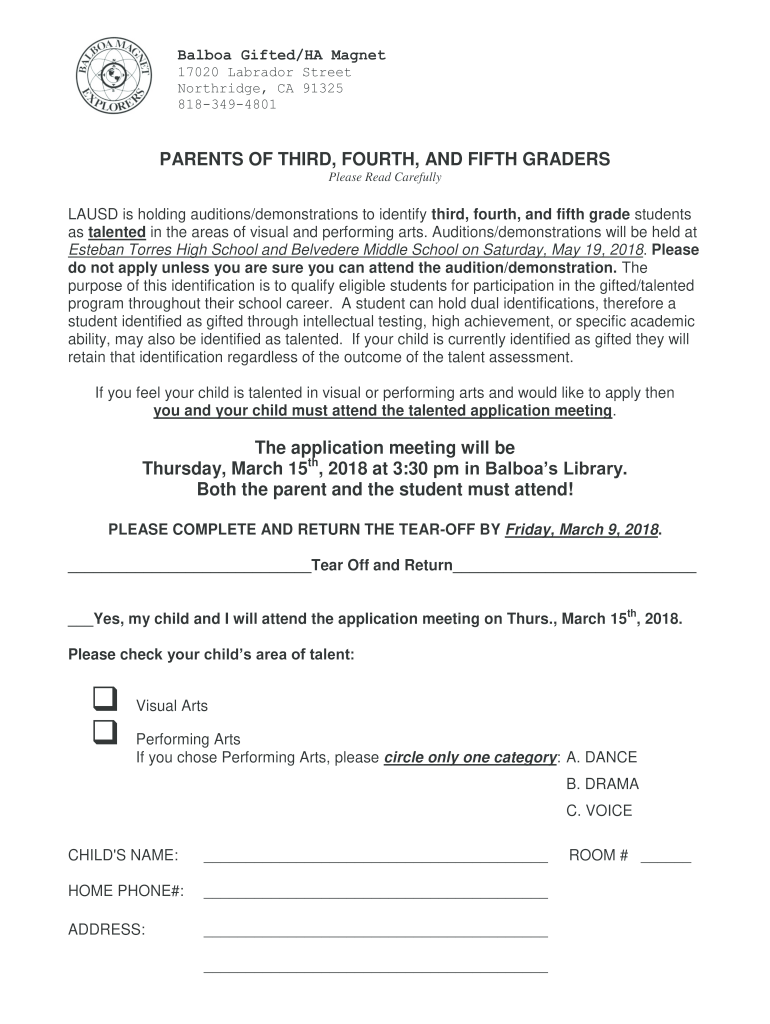 Fillable Online PARENTS OF THIRD, FOURTH, AND FIFTH GRADERS Fax Email ...