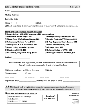 Fillable Online ESI College Registration Form Fax Email Print - pdfFiller