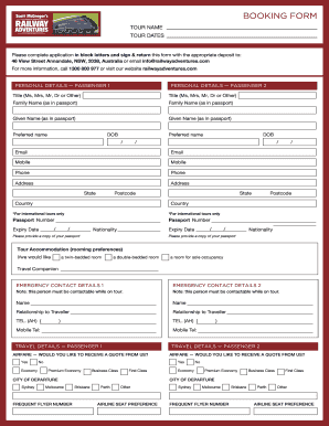 Fillable Online Railway Adventures Booking Form Fax Email Print - pdfFiller