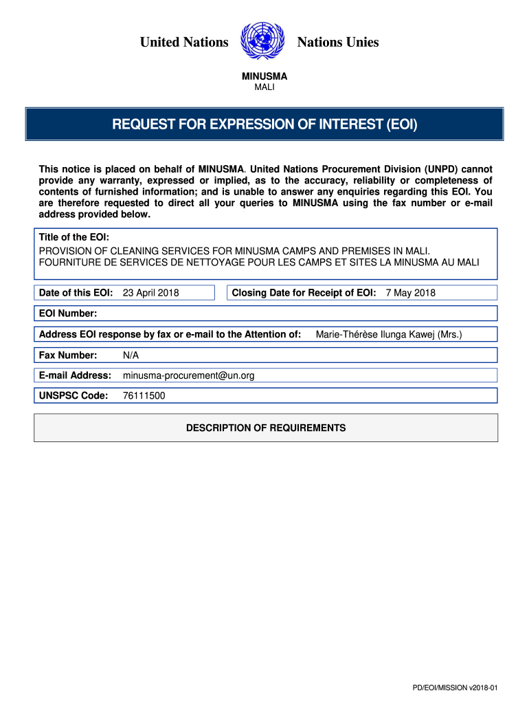 Fillable Online United Nations Nations Unies - MINUSMA Fax Email Print ...