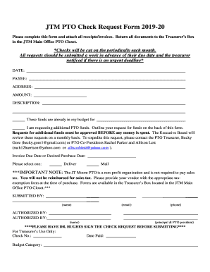 Fillable Online JTM PTO Check Request Form 2019-20 - Nashville, TN Fax ...