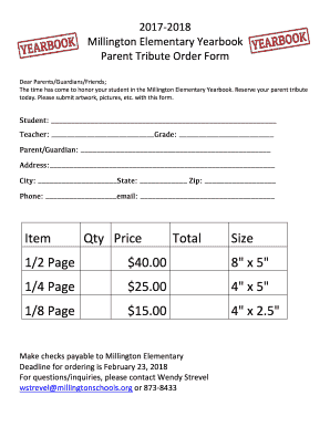 Fillable Online yearbook tribute pages order form Fax Email Print ...