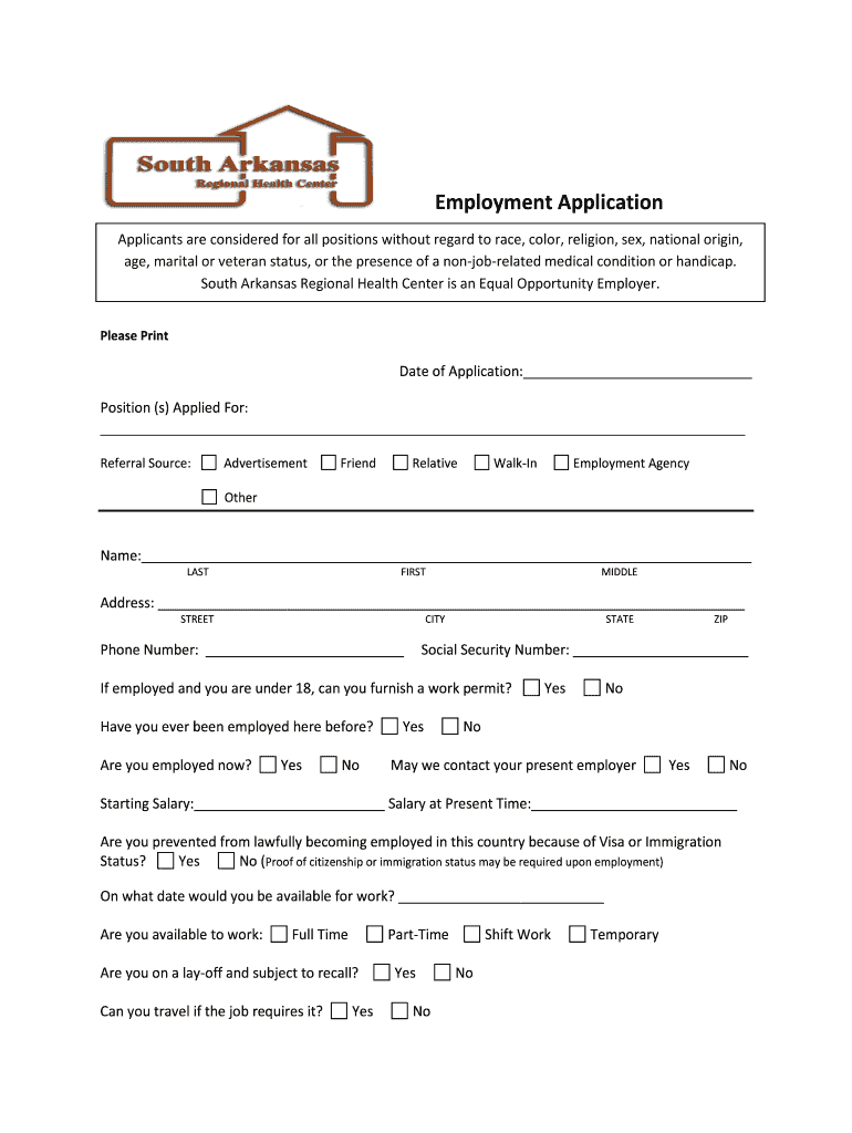 Fillable Online application for employment - North Conway Water ...