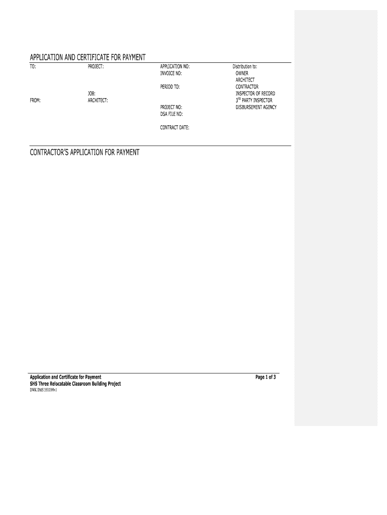 Fillable Online APPLICATION AND CERTIFICATE FOR PAYMENT ... Fax Email Print - pdfFiller