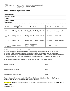 Fillable Online MMG Rotation Agreement Form Fax Email Print - pdfFiller