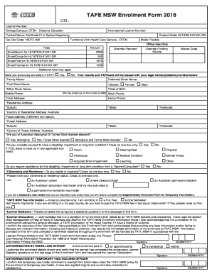 Fillable Online TAFECORR076-TAFE NSW Enrolment Form (new learners) Fax ...