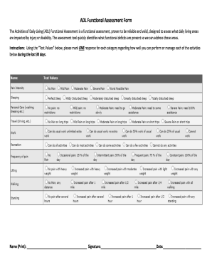 Fillable Online ADL Functional Assessment Form Fax Email Print - pdfFiller