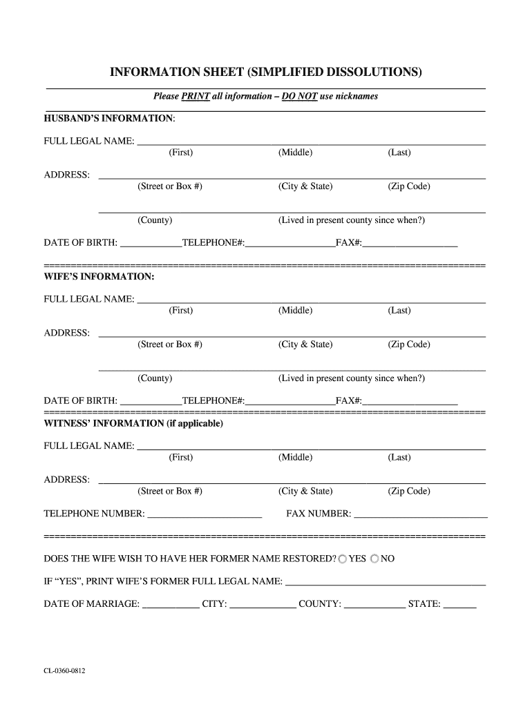 Fillable Online INFORMATION SHEET (SIMPLIFIED DISSOLUTIONS) Fax Email Print - pdfFiller