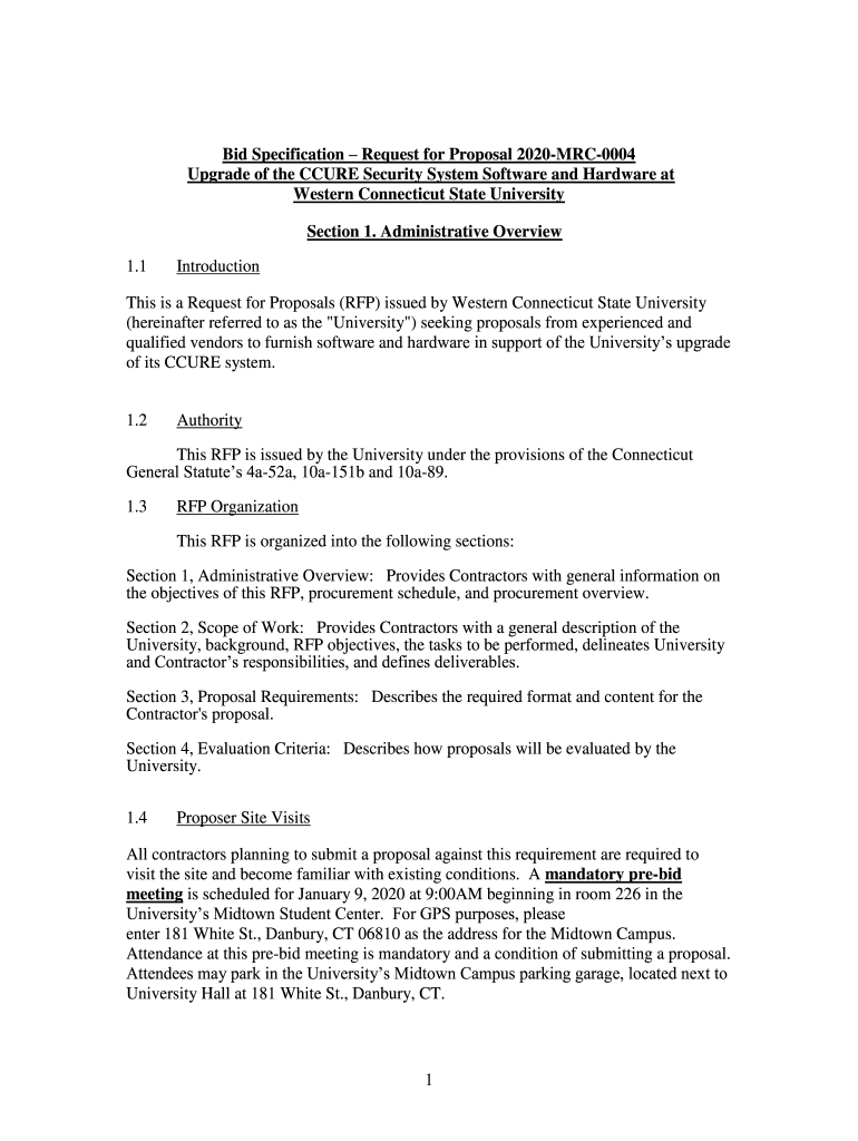 Fillable Online 1 Bid Specification Request for Proposal 2020-MRC-0004 ... Fax Email Print ...