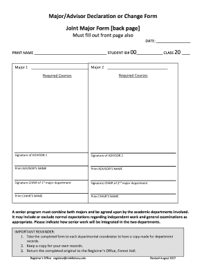 Fillable Online Change/Declaration of Major or Minor Fax Email Print ...