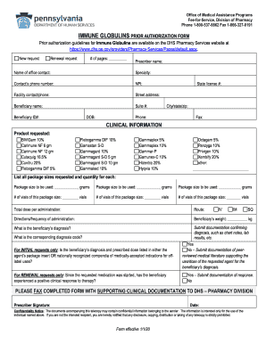 Fillable Online IMMUNE GLOBULINS PRIOR AUTHORIZATION FORM Immune Globulins ... Fax Email Print ...