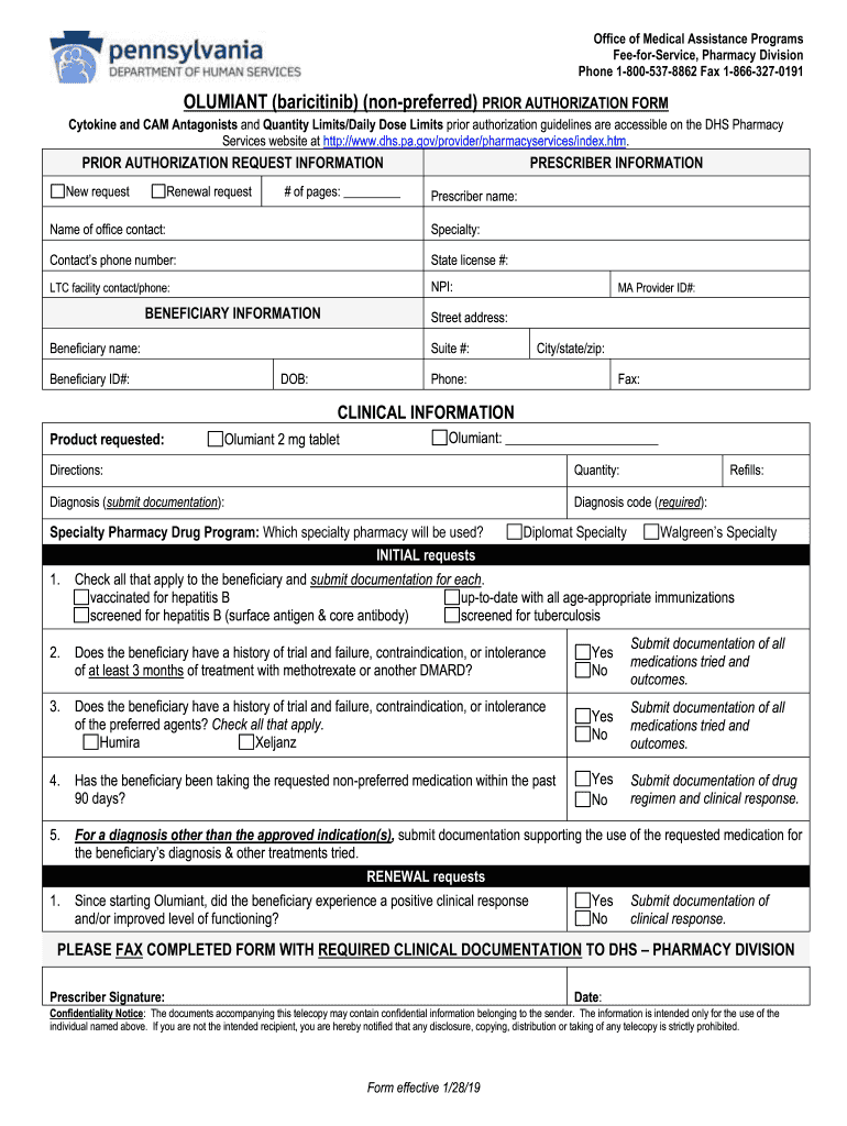 Fillable Online OLUMIANT (baricitinib) (non-preferred) PRIOR ...