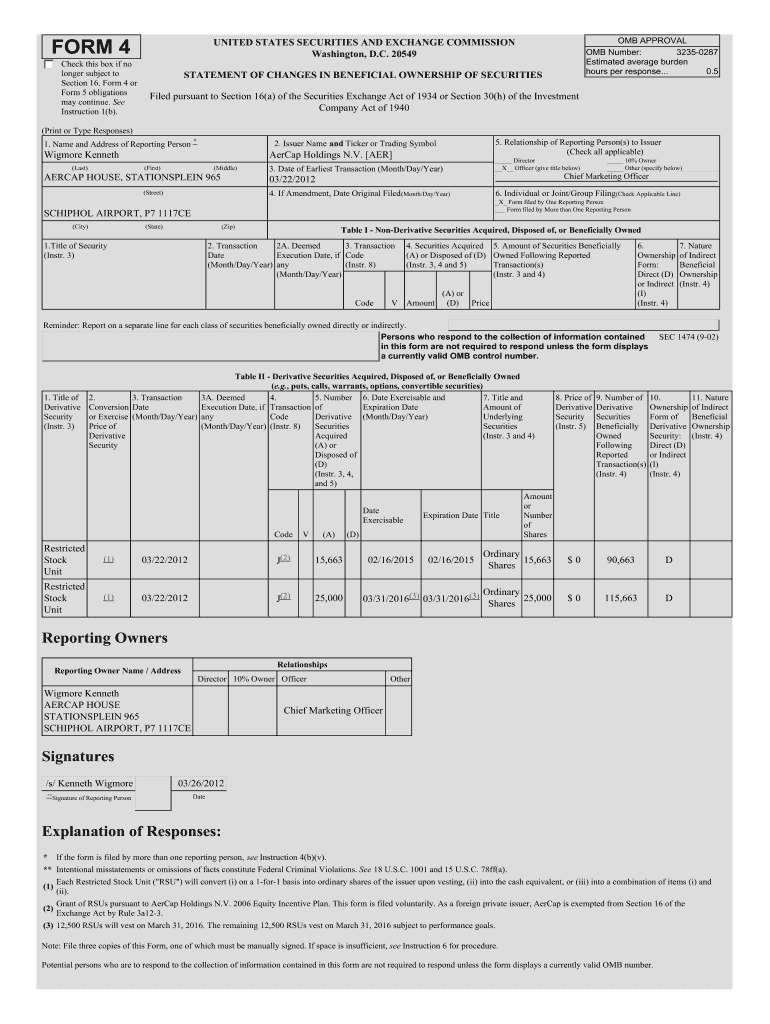 Fillable Online AERCAP HOUSE, STATIONSPLEIN 965 Fax Email Print - pdfFiller